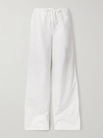The Row Pantalon Large En Coton Enea - Blanc cassé