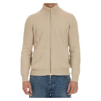 Moorer Kaschmir Zip Pullover Elfenbein - - Knitwear - Herren - Beige - M