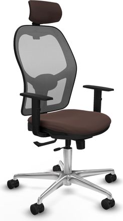 Piqueras y Crespo Ergonomischer Stuhl f&uuml;r Zuhause mit 1D-Armen, h&ouml;henverstellbare Lendenwirbelst&uuml;tze und Kopfteil, h&ouml;henverstellbar und neigbar, Grau/Dunkelbraun