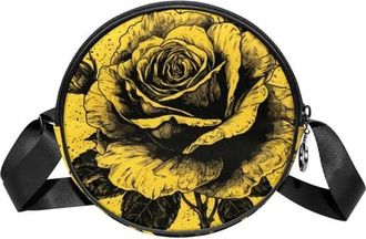 Generic Circle Sac &agrave; bandouli&egrave;re pour femme, petit sac &agrave; bandouli&egrave;re avec fermeture &eacute;clair et bretelles r&eacute;glables, sac &agrave; main rond d&eacute;contract&eacute; pour femmes et 