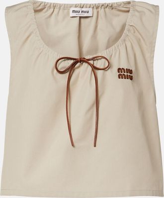 Miu Miu Top court en coton m&eacute;lang&eacute;