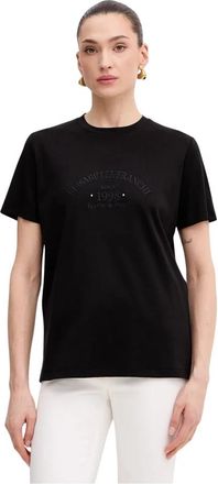 Elisabetta Franchi Baumwoll-T-Shirt Mit Logo-Stickerei - - Tops - Damen - Schwarzk - S