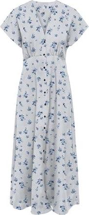 Only Onlnova Life Vis Mollie Long Dress AOP Robe Longue, Bleu Barbeau pâle, S Femmes