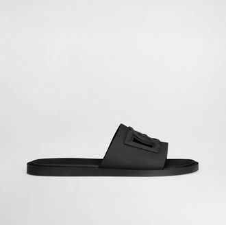 Dolce & Gabbana Badepantolette Aus Gummi - Mann Sandalen Und Slides Schwarz Gummi 40