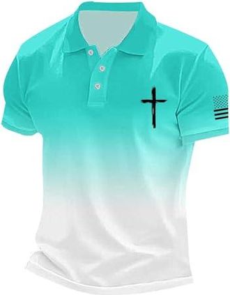 Generic Polo &agrave; manches courtes pour homme - T-shirt de travail respirant - Coupe droite - Polo d&eacute;t&eacute; d&eacute;contract&eacute; et l&eacute;ger - Pour homme, bleu ciel, S