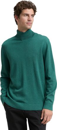 Tom Tailor Herren 1048013 Rollkragenpullover aus Baumwolle, 38681-Jasper Green Melange, XL