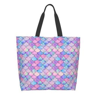 Generic SJOAOAA Grand sac de courses unisexe r&eacute;utilisable, sac de rangement portable, aquarelle sir&egrave;ne, taille unique, sac &agrave; main