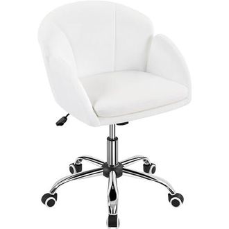 Yaheetech Chaise de Bureau &agrave; roulettes Design Fleur Fauteuil de Bureau en Velours R&eacute;glable en Hauteur avec Dossier Arrondi Inclinable Chaise Pivotante &agrave; 360&deg; po