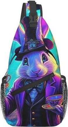 Generic Sac &agrave; dos &agrave; bandouli&egrave;re pour homme Motif galaxie psych&eacute;d&eacute;lique et fleurs fluo