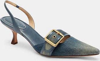 Coach Margot Slingback Aus Denim Im Used-Look
