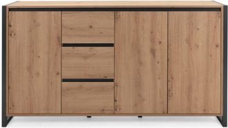 Finori Sideboard 160 x 40 cm, handgefertigt aus Eiche und Anthrazitgrau - Lentini
