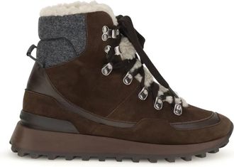 Brunello Cucinelli Bottes Chelsea en daim &agrave; lacets - Femme - Chaussures - Brun - Taille: 38 EU