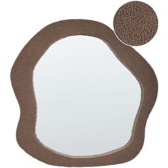 Beliani Beliani - Wandspiegel Braun Glas und Boucl&eacute; 79x80 cm mit Breitem Rahmen Asymmetrisch Modern Wohnaccessoire Wohnzimmer Schlafzimmer Wohnbereich Bad