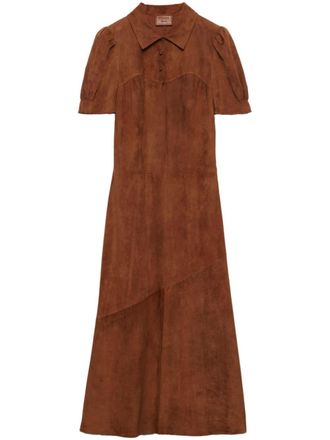 Prada robe mi-longue en daim - Marron