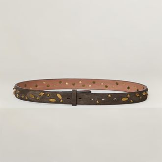 Reptiles House Wildledergürtel mit Nieten 30mm - Turteltaube