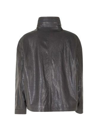 Emporio Armani Leather Blouson Jacket - Charcoal
