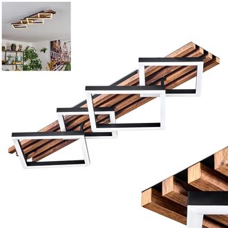 HOFSTEIN LED Deckenleuchte Ellekilde, Deckenlampe aus Metall/MDF/Kunststoff in Schwarz/Holzoptik/Braun/Wei&szlig;, Leuchte im modernen Design f&uuml;r Schlafzimmer, Esszi