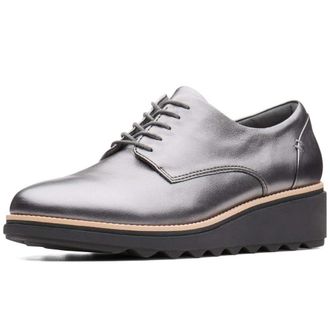 Clarks Damen Sharon Noel Derbys, Silver (Gun Metal Lea)