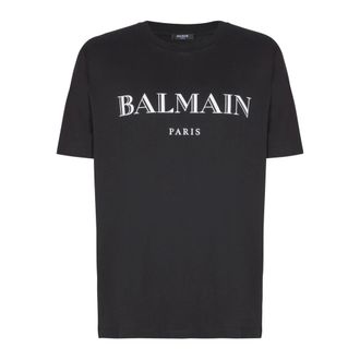 Balmain Homme, Tops, Noir, Taille: M T-shirt avec ipri&eacute; Balmain