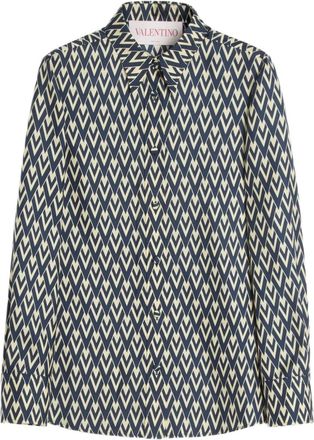 Valentino Garavani chemise Toute La V en serg&eacute; - Bleu