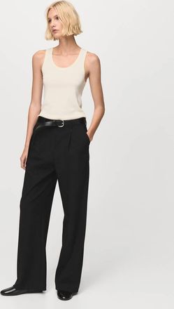 Mango Top en maille en laine m&eacute;lang&eacute;e &eacute;cru - Femme - XS - MANGO