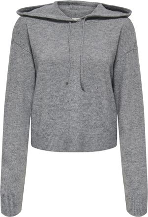 Jacqueline de Yong JdY Damen Jdyrue Life L/S Short Hood Pul KNT Noos, Medium Grey Melange, M