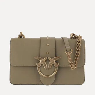 Pinko Womens Mini Bag Love One Green Calfskin Leather Shoulder