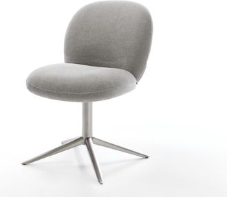 DELIFE Drehstuhl Nube-Flex Strukturstoff Soft Grau Fu&szlig;kreuz Edelstahl 360&deg; drehbar Wippfunktion Taschenfederkern, Esszimmerst&uuml;hle