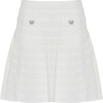 Self Portrait Femme, Jupes, Blanc, Taille: 36 FR Mini-jupe en maille pointelle