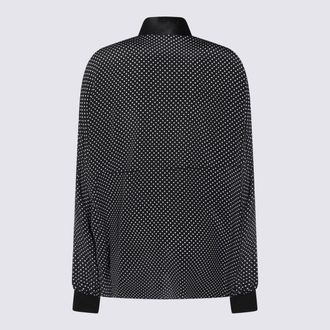Tom Ford Womens Polka-Dot Silk With Tie Neck Shirt Black