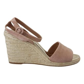 Prada Elegante Wildleder-Keilsandaletten mit Kn&ouml;chelriemen - - Shoes - Damen - Rosa - 40 EU