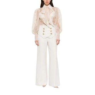 BABYLON Bluse mit Schleifenkragen und Spitzeneins&auml;tzen - - Blouses & Shirts - Damen - Beige - 2XL