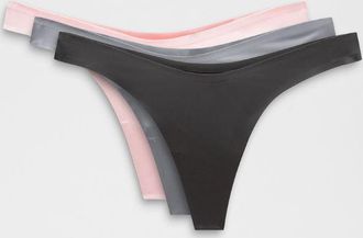 lululemon Wundermost V-String aus Ultra-Soft Nulu 3er-Pack f&uuml;r Frauen - Gr&ouml;&szlig;e XL in Black/Solar Grey/Pink Haze