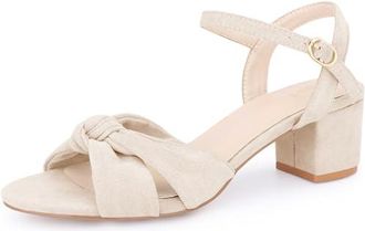 Allegra K Sandales &agrave; bride arri&egrave;re &agrave; talon &eacute;pais avec noeud papillon pour femme, beige, 39.5 EU