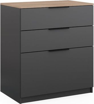 Vicco Kommode Betti, Kommodenschrank, Anthrazit/Eiche, 80 x 90 cm