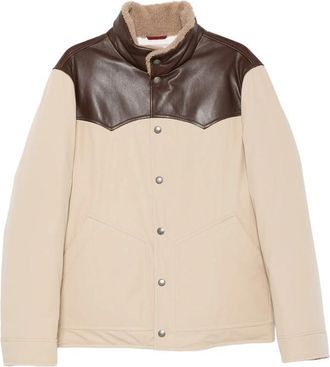 Brunello Cucinelli Shearling-trim Leather-yoke Jacket