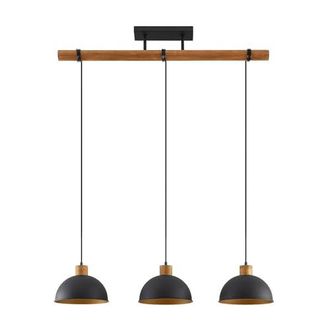 Lindby Suspension Flurin &agrave; intensit&eacute; variable (Moderne) en Noir M&eacute;tal e. a. pour Salon & Salle manger (&agrave; 3 lampes, E27) Luminaire Lampe Plafond Plafonnier Su