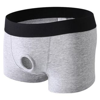 Generic Boxers pour homme, sous-v&ecirc;tements pour homme, sexy, ouverts &agrave; lavant, sous-v&ecirc;tements creux, bikini pour homme, sous-v&ecirc;tement militaire, gris, XXL tail