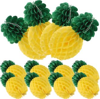 Hemobllo 9 St&uuml;ck Teiliges Ananas Wabenpapier Dekorationsset Tropische Papierkugeln f&uuml;r Hawaii Party Geburtstagsfeier Hochzeit Festliche H&auml;ngende Dekokugeln