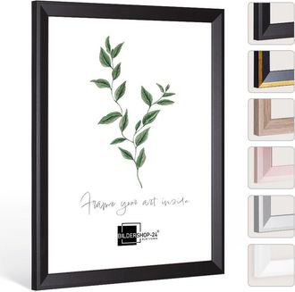 Bildershop-24 Bilderrahmen Prio schmal und modern in 50x50cm (PUZZLEFORMAT) Schwarz (matt)