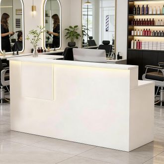 Generic Empfangstheke mit LED-Beleuchtung Empfangstheke mit abschlie&szlig;baren Schubladen Stauraum und Tastaturablage Ideale Kassentheke f&uuml;r B&uuml;ro Zuhause oder Kli