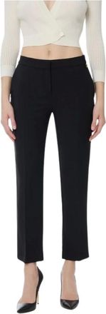 Elisabetta Franchi Femme, Pantalons, Noir, Taille: 42 FR Pantalon L&eacute;ger en Cr&ecirc;pe avec Breloque Logo