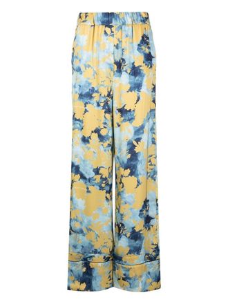 Off-white Weite Hose mit Blumen-Print - Blau
