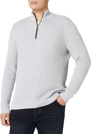 Tom Tailor Herren Strickpullover aus nachhaltiger Baumwolle 1028400, 15398 - Light Stone Grey Melange, S