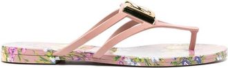 Dolce & Gabbana Logo Floral Print Flip-Flops - - Shoes - Damen - Rosa - 36 EU