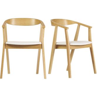 Miliboo Skandinavische Designstühle in Weiß und hellem Holz (Set von 2) bahia