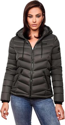 Marikoo Damen Jacke Steppjacke Winter &Uuml;bergangsjacke gesteppt Herbst B403 [B403-Kuala-Anthrazit-Gr.S]