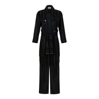 Elisabetta Franchi Satin-Jumpsuit mit Jacquard-Streifen - - Jumpsuits & Playsuits - Damen - Schwarzk - S