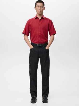 Mango Chemise coton manches courtes rouge - Homme - XS - MANGO MAN