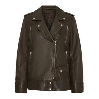 Notyz Oversized Bikerjacke - - Jackets - Damen - Braun - M